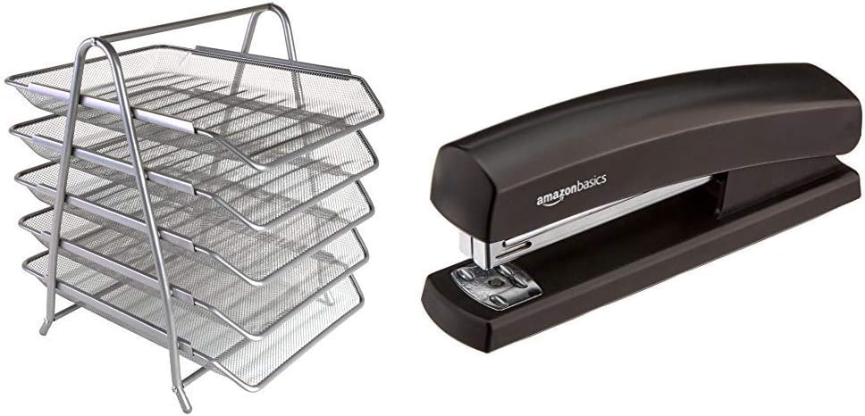 OSCO Mesh 5 Tier Tray – Silver & AmazonBasics Stapler with 1000 Staples ...