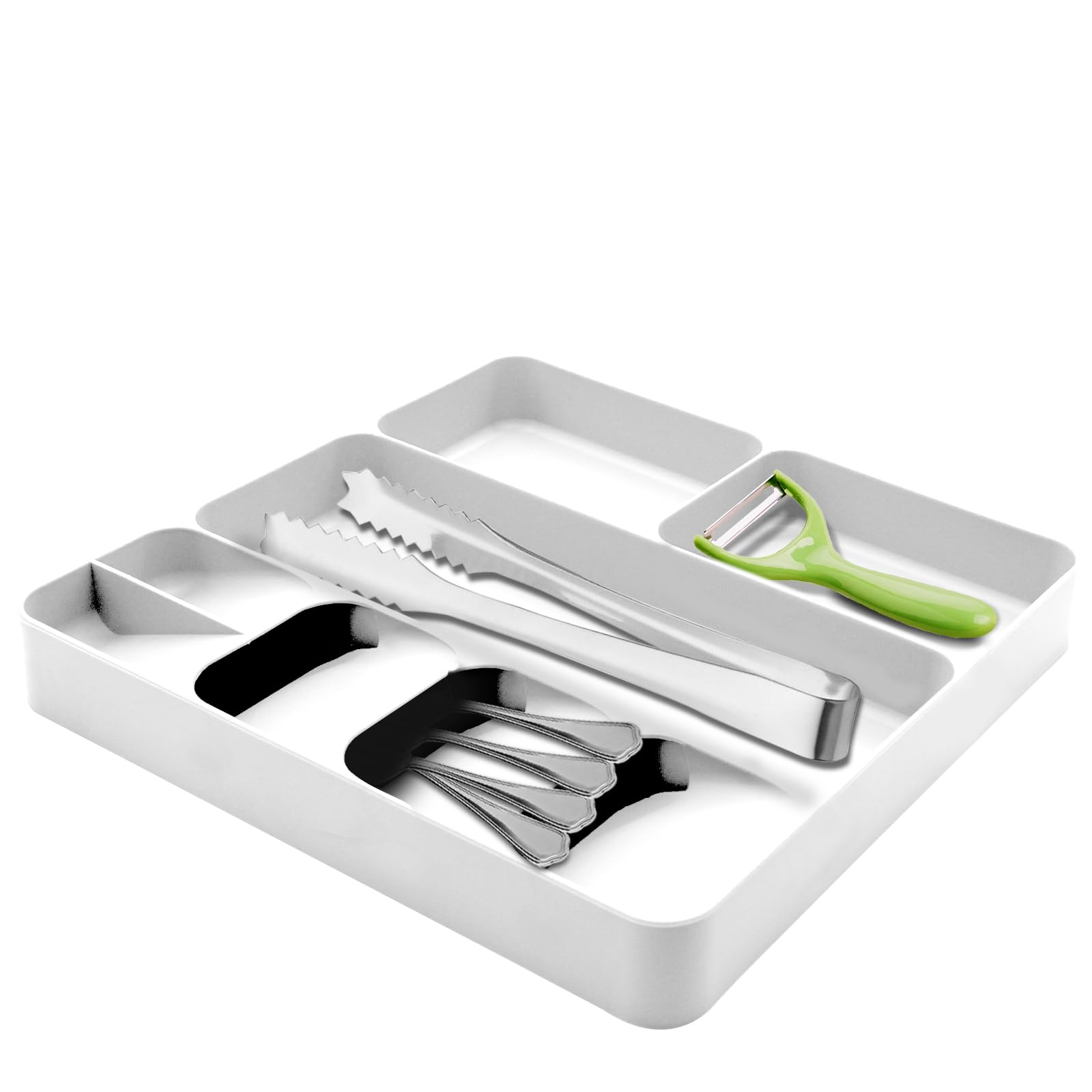 SILADKN Silverware Tray for Kitchen Drawer, 3in1 Plastic Flatware ...