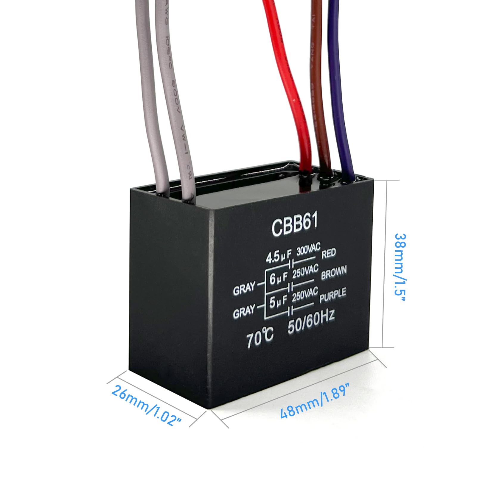 Mua YukiHalu Ceiling Fan Capacitor CBB61 4.5uf + 6uf + 5uf 5 Wire 250V ...