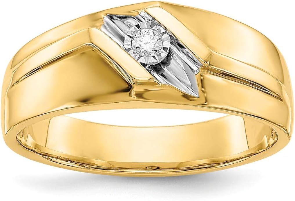 14K Rhodium Plated Yellow Gold Diamond Men's Ring|Amazon.com