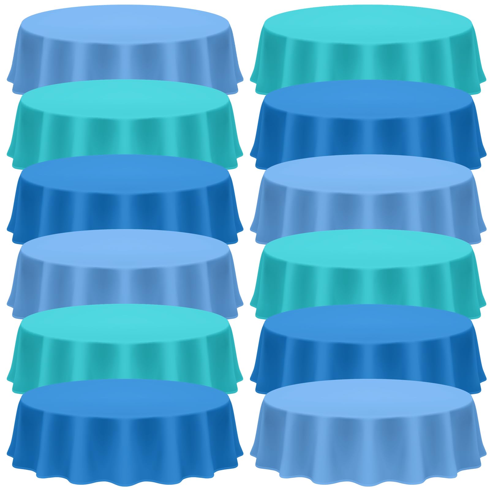 Amylove 12 Pcs Ocean Theme Round Tablecloth,disposable Assorted Blue ...