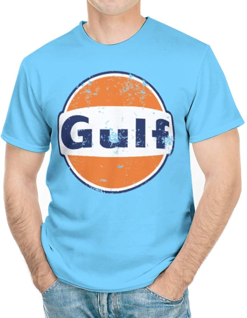 Gulf Racing Retro T-Shirt Men's Moisture Plus Size Lay Flat Collar T ...