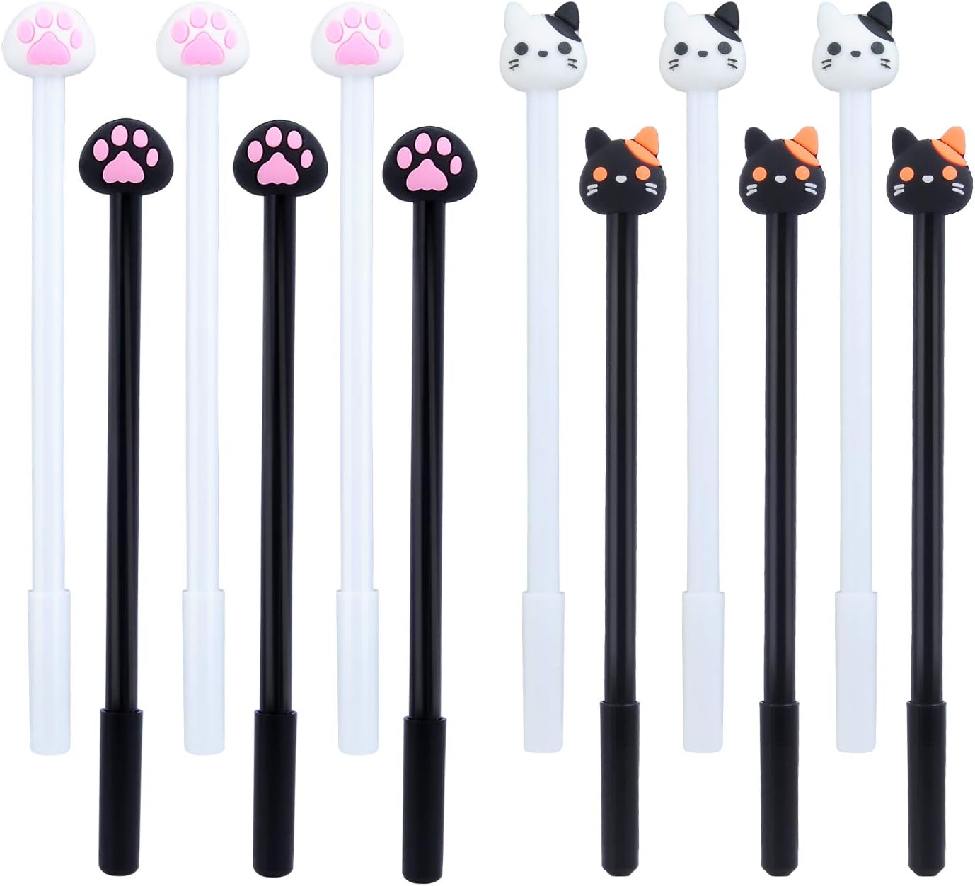 Allbusky Cute Cat Gel Pens, 0.5mm Cat Paw Black Gel Ink Rollerball Pens ...