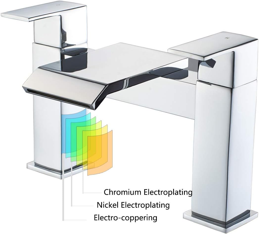 Luckyhome Waterfall Bath Mixer tap Bathroom Square Monobloc Double ...
