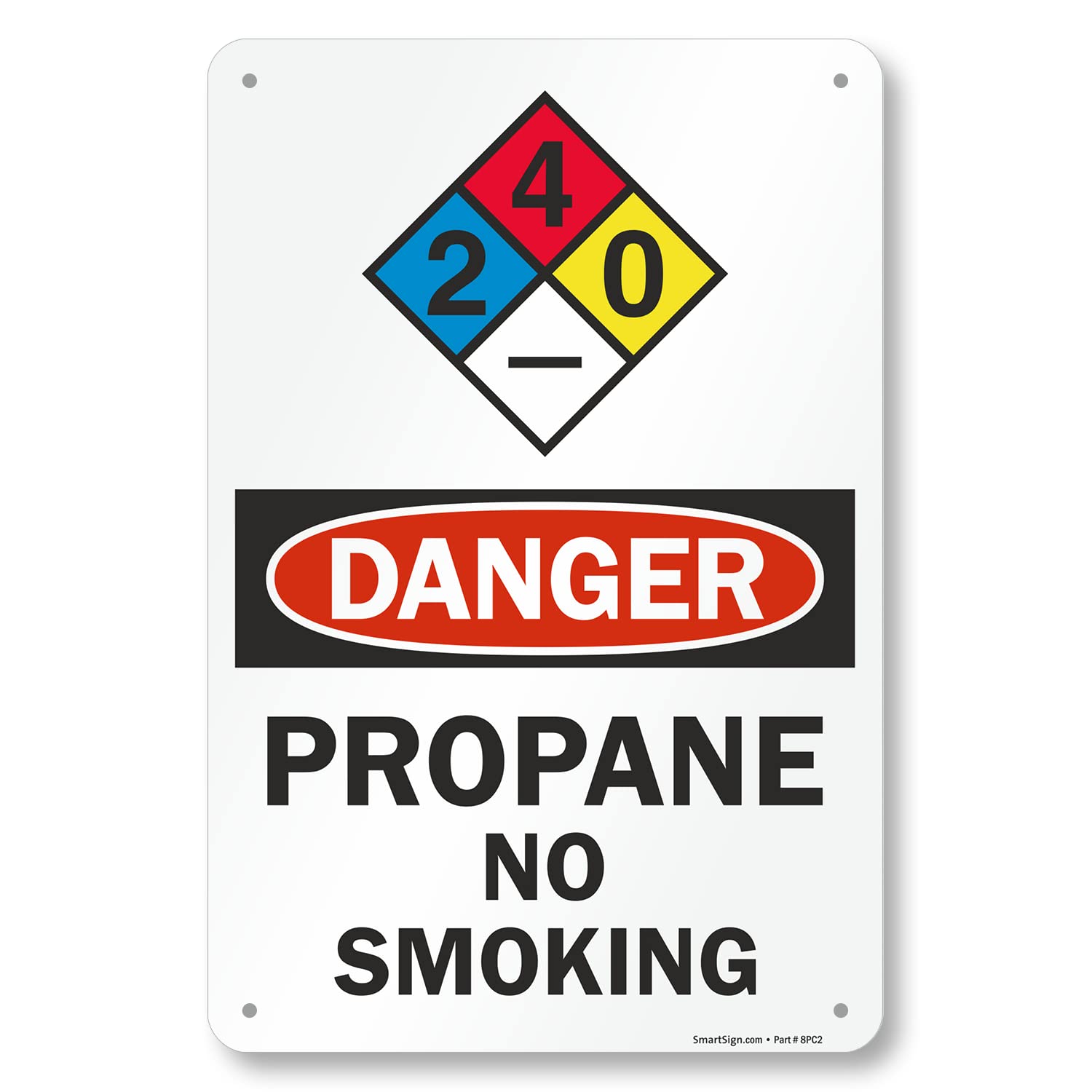 SmartSign 18 x 12 inch “Danger - Propane, No Smoking” NFPA Metal Sign ...