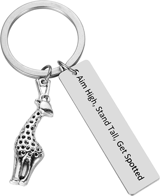Giraffe Keychain Inspirational Keychain Motivational Keychain - Aim ...
