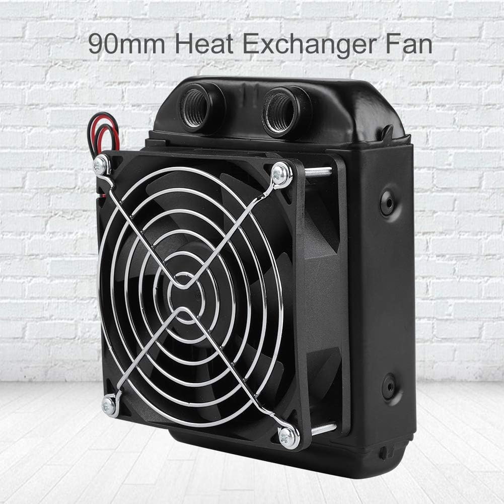 ASHATA Water Cooling Radiator, 90mm 8 Tubes Heat Exchanger Fan Faster ...