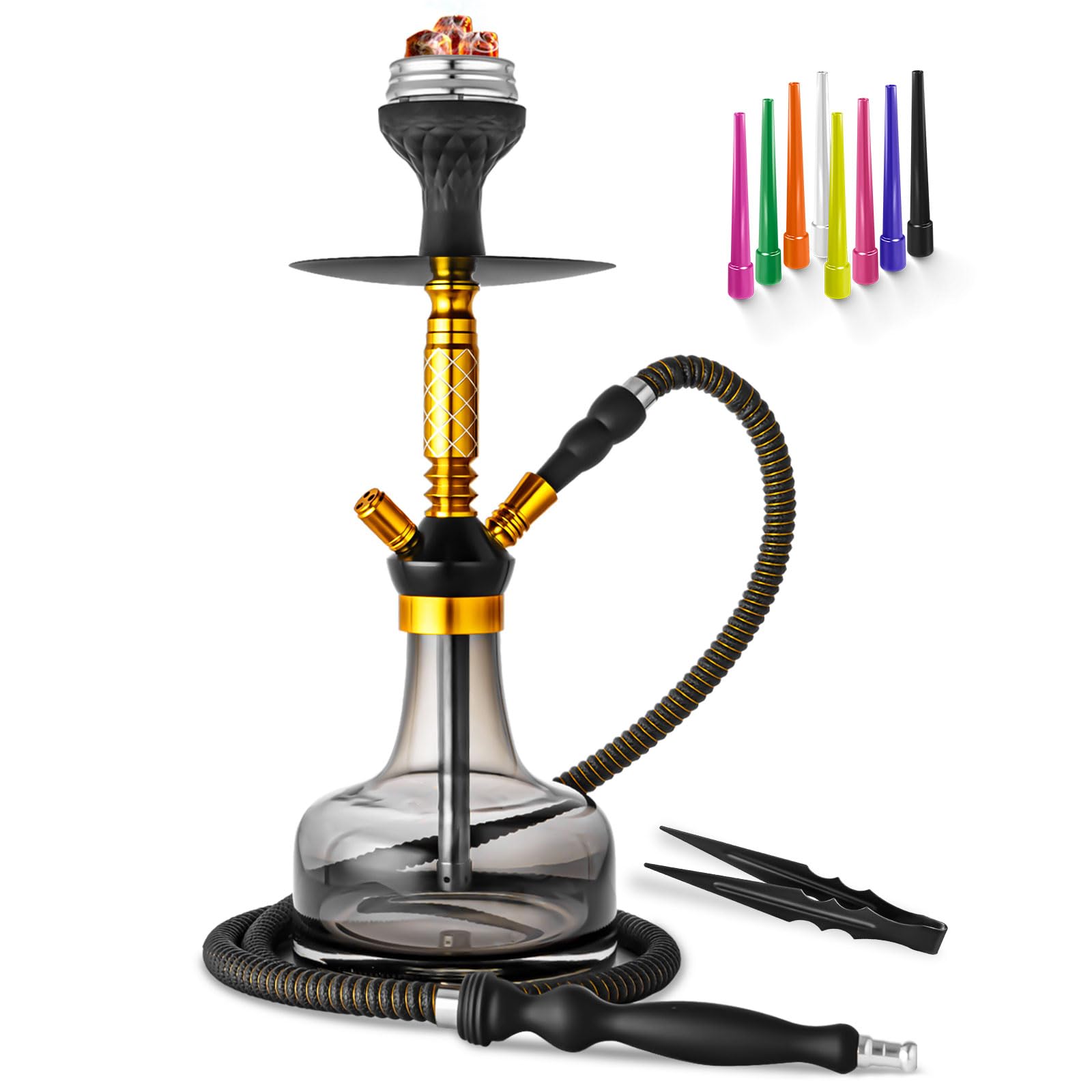 Hookah Set 19'' Modern Aluminum Hookah Set With Everything - Black ...
