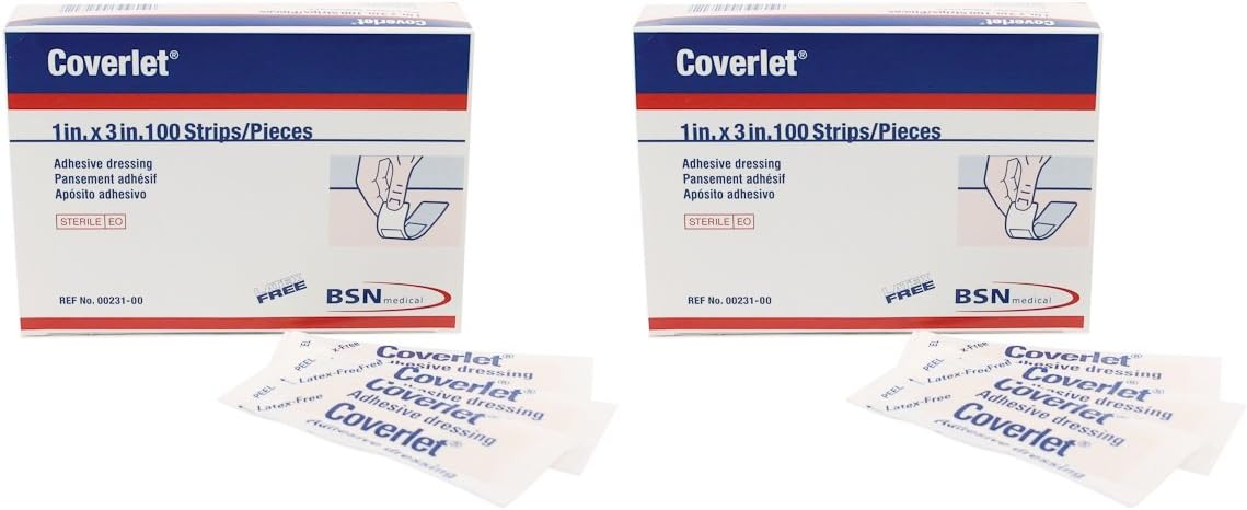 Amazon.com: Coverlet Latex-Free Adhesive Dressings Strips - 1 inch X 3 ...