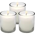 Amazon.com: White Votive Candles in Glass Jar - 3 Pk Long Burning 24 ...