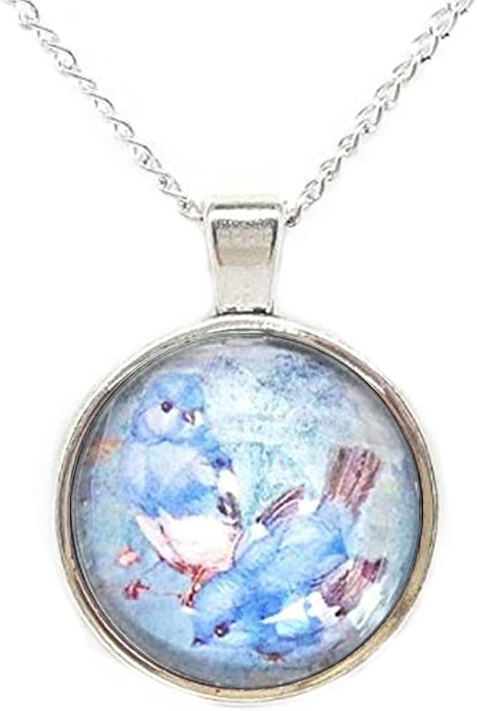 Amazon.com: Blue Bird Necklace, Spring Jewelry, songbird Necklace ...