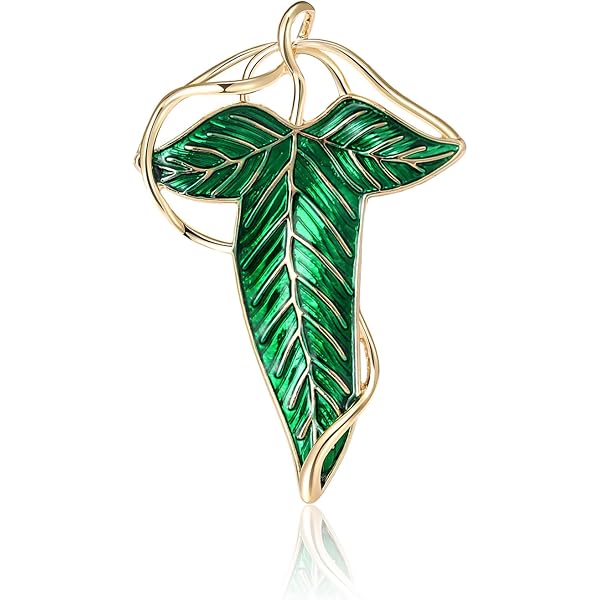 Fantasy Jewelry Elven Leaf Brooch Pin - Green Enamel Cloak Clasp For ...