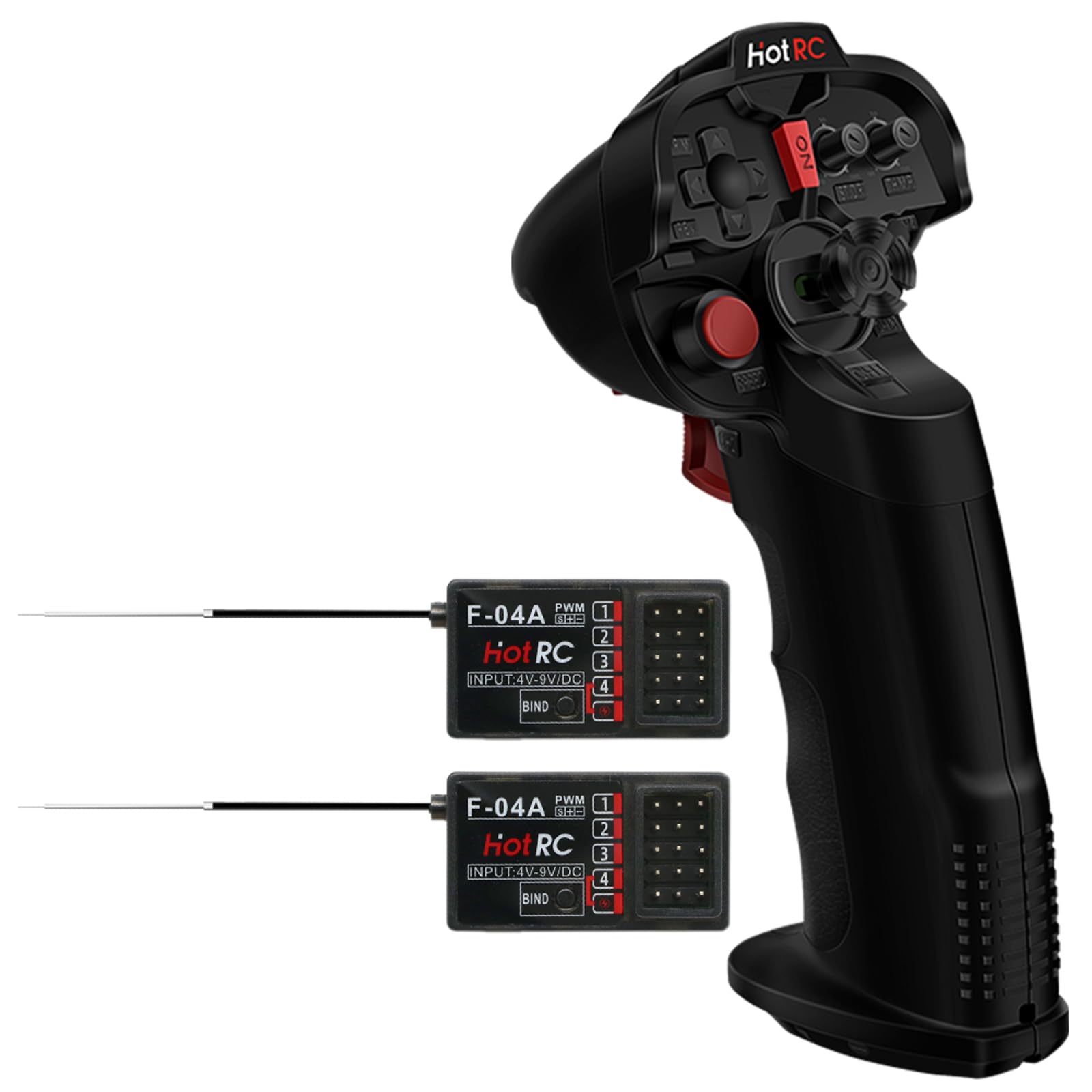 havcybin HOTRC DS-4A 2.4G 4 Channel Single Hand RC Radio Transmitter ...