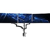 VIVO Black Triple Monitor Adjustable Desk Mount, Articulating Tri Stand Holds 3 Screens up to 24 ...