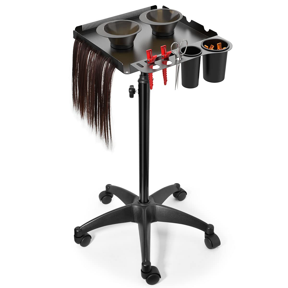 johgee Salon Tray on Wheels with 2 Magnetic Bowls, Rolling Metal ...