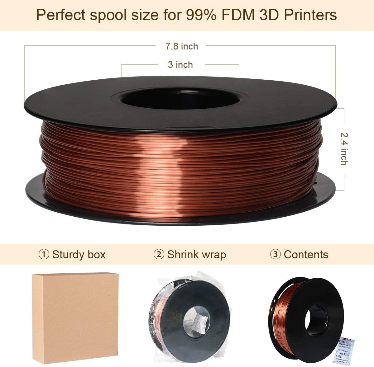 GIANTARM PLA Filament 1.75mm Silk Copper,3D Printer PLA Filament 1kg ...