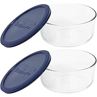 Amazon.com: Pyrex Storage 4-Cup Round Dish with Dark Blue Plastic Cover ...