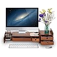 Amazon.com: WAYTRIM Bamboo Monitor Stand Riser with Drawer Computer ...