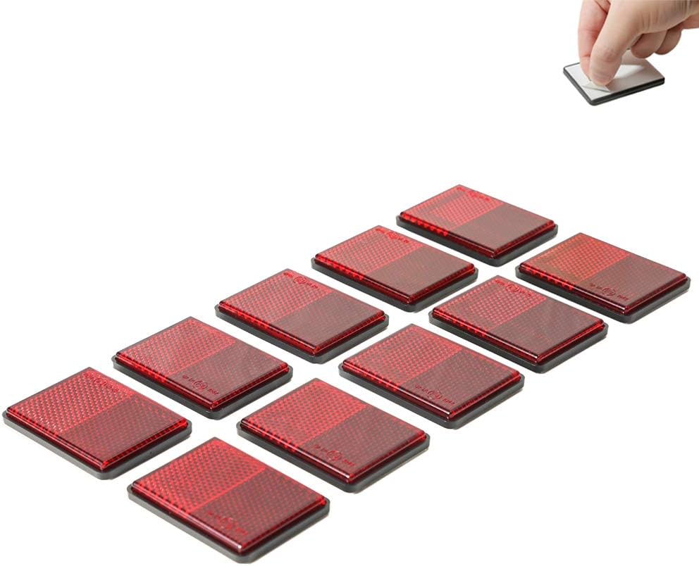 TAEUTO 10 Pack Trailer Rectangular Self Adhesive Red Reflectors ...