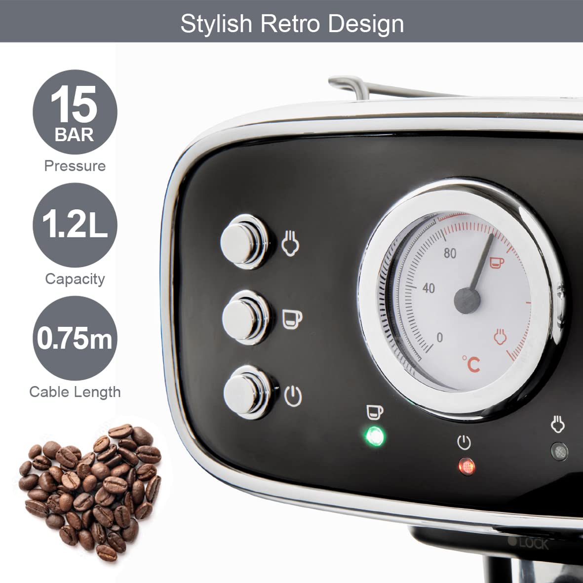 Mua Quest 36569 Espresso Coffee Machine With Milk Frother / 1.2L Water ...
