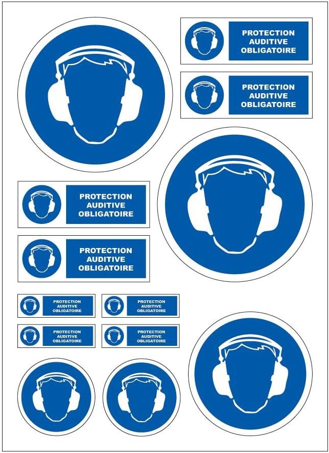 Planche A4 de stickers protection auditive obligatoire autocollant ...