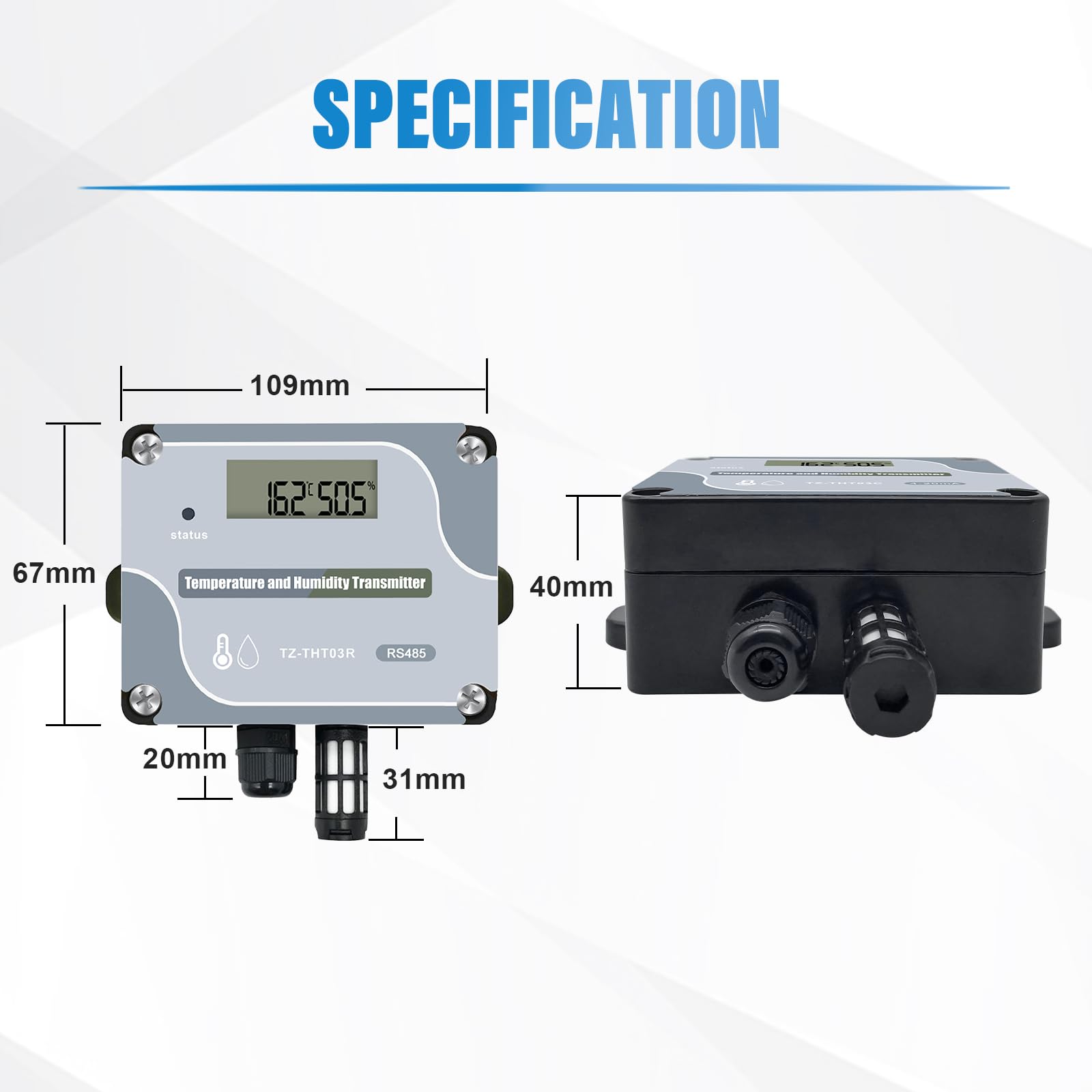 Tzone RS485 Temperature Humidity Sensor Modbus RTU Temp Sensor Digital Industrial Temp And ...