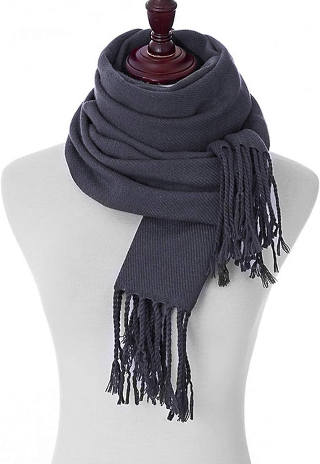 Bufanda larga de invierno para mujer, con borla, color puro, suave y ...