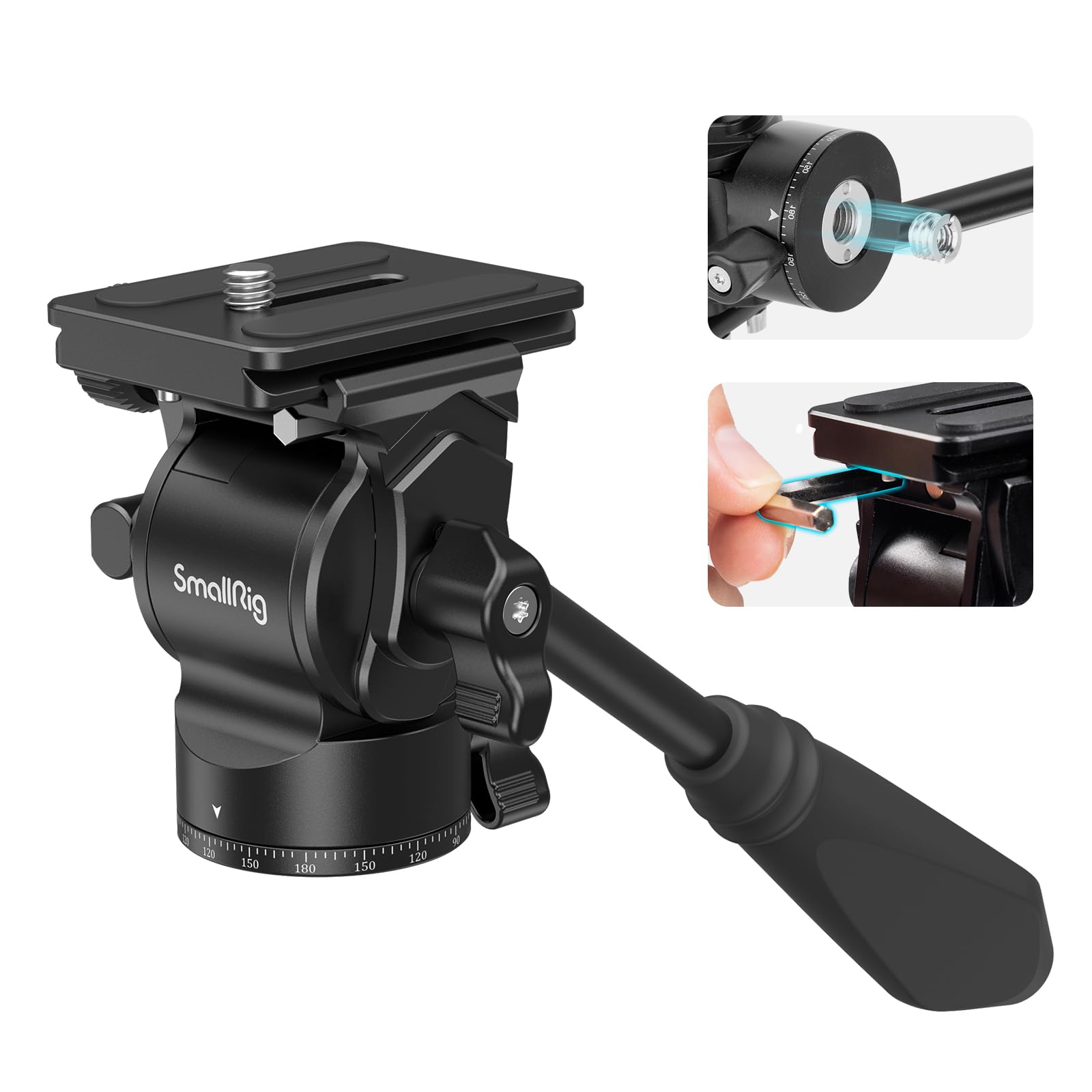 SmallRig Tripod Fluid Head Pan Tilt Head with Quick Release Plate for ...