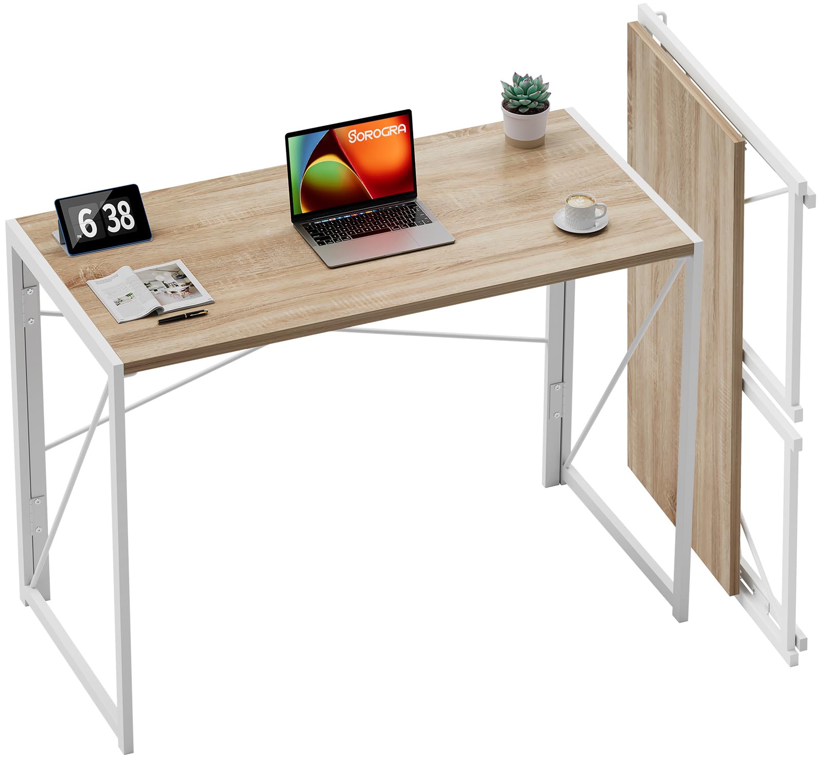 Coavas Folding Desk No Assembly Required, 39.4 inch Small Foldable Desk ...