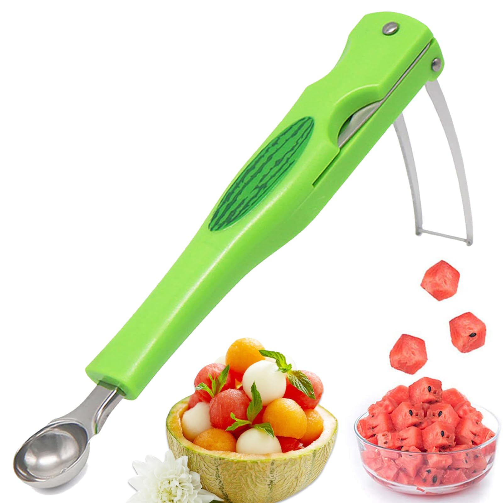 Suuker Watermelon Cutter Slicer, 3 in 1 Melon Baller Scoop Set ...