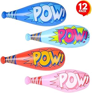 Amazon.com: ArtCreativity POW Inflatable Baseball Bats for Kids - Pack ...