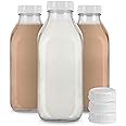 Amazon.com: Stock Your Home Liter Glass Milk Bottle with Lid (3 Pack ...
