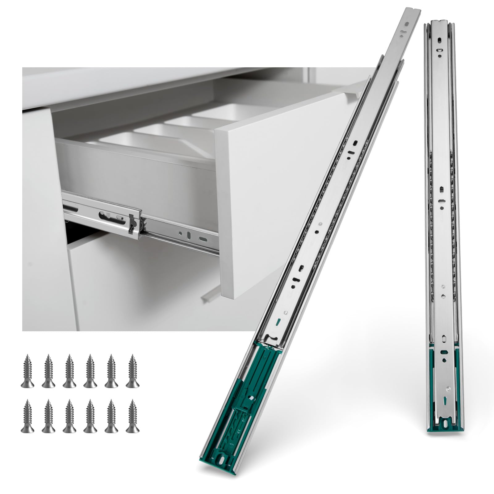 LONTAN 1 Pair 18 Inch Push to Open Drawer Slides, Full Extension ...