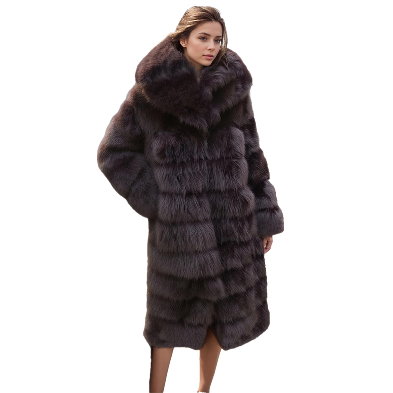 Lisa Colly Women's Winter Plus Size Parka Overcoat Long Sleeve Faux Fur ...