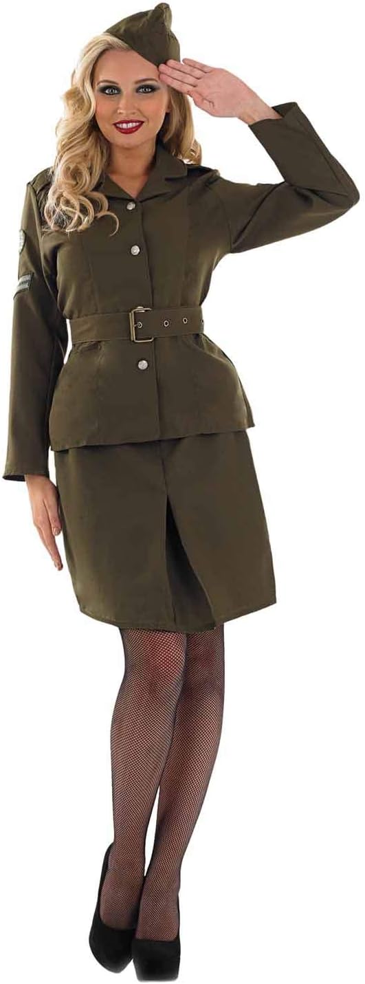 Fun Shack Womens WW2 Army Girl Costume Adults 1940s Wartime Military ...