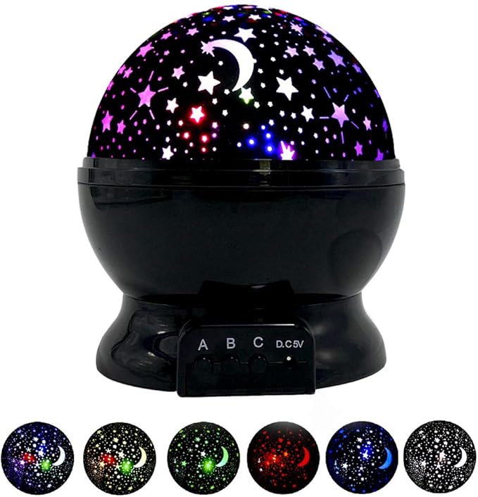 Night Light for Kids, Rotating Star Night Lights for Boy Girl Moon Sky ...