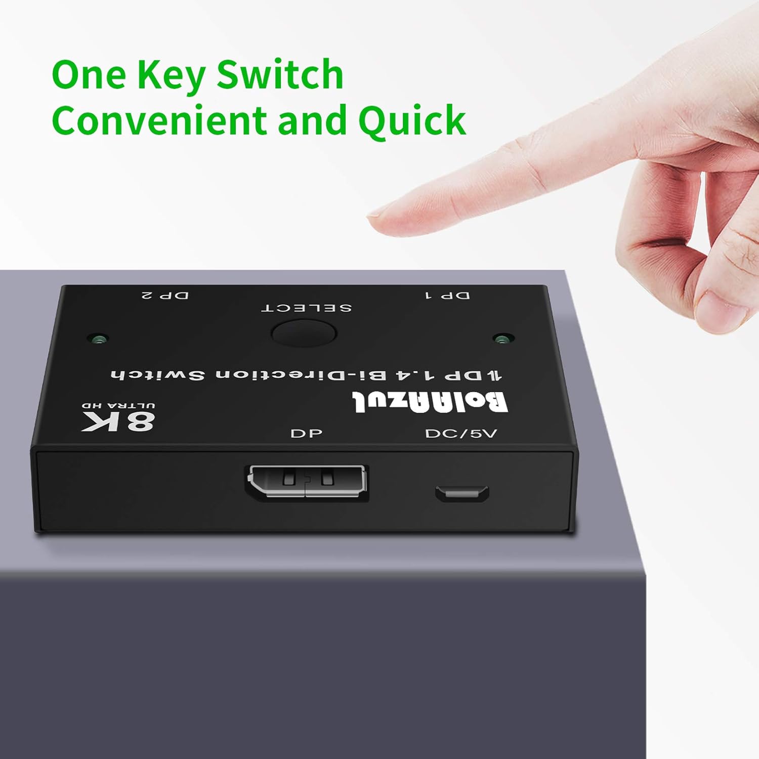 DisplayPort Switch DP 1.4 Switcher 8K, BolAAzuL DisplayPort 1.4 Switch 2 in 1 out Bi-Directional ...