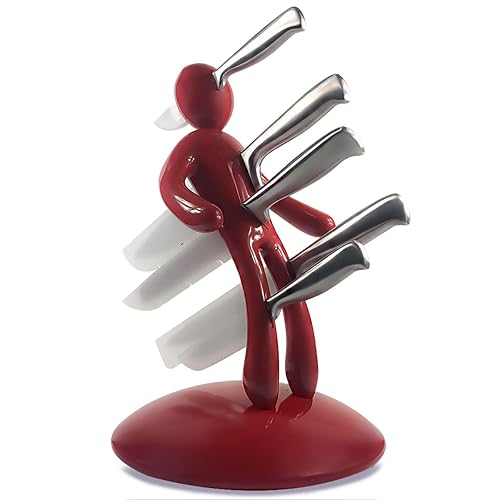 HITOMEN Kitchen Knife Set, Knife Set with Block, Knife Block Set with 5 ...