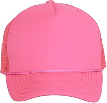 Amazon.com: Cameo Light Neon Pink Ribbon Trucker Mesh Snapback Hat ...