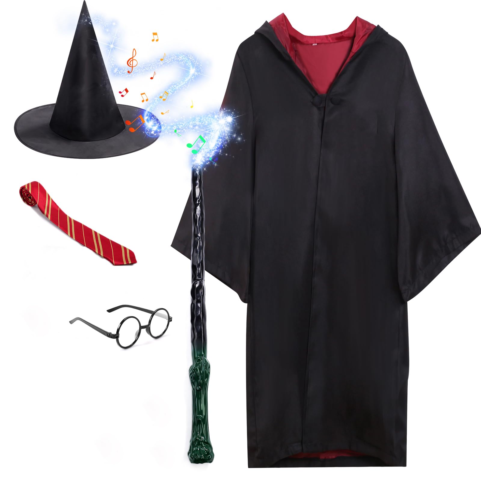 Skirfy Wizard Costume Set,Halloween Costume Size XS(29.5 IN) with Magic ...