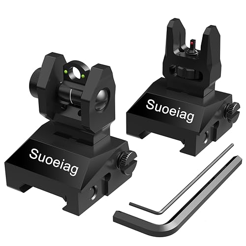 Flip Up Sights, Fiber Optic Sights with Upgrade Red Green Fiber Optic ...