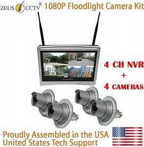 Amazon.com : ZEUS CCTV Floodlight Surveillance Camera All-in-One Kit ...