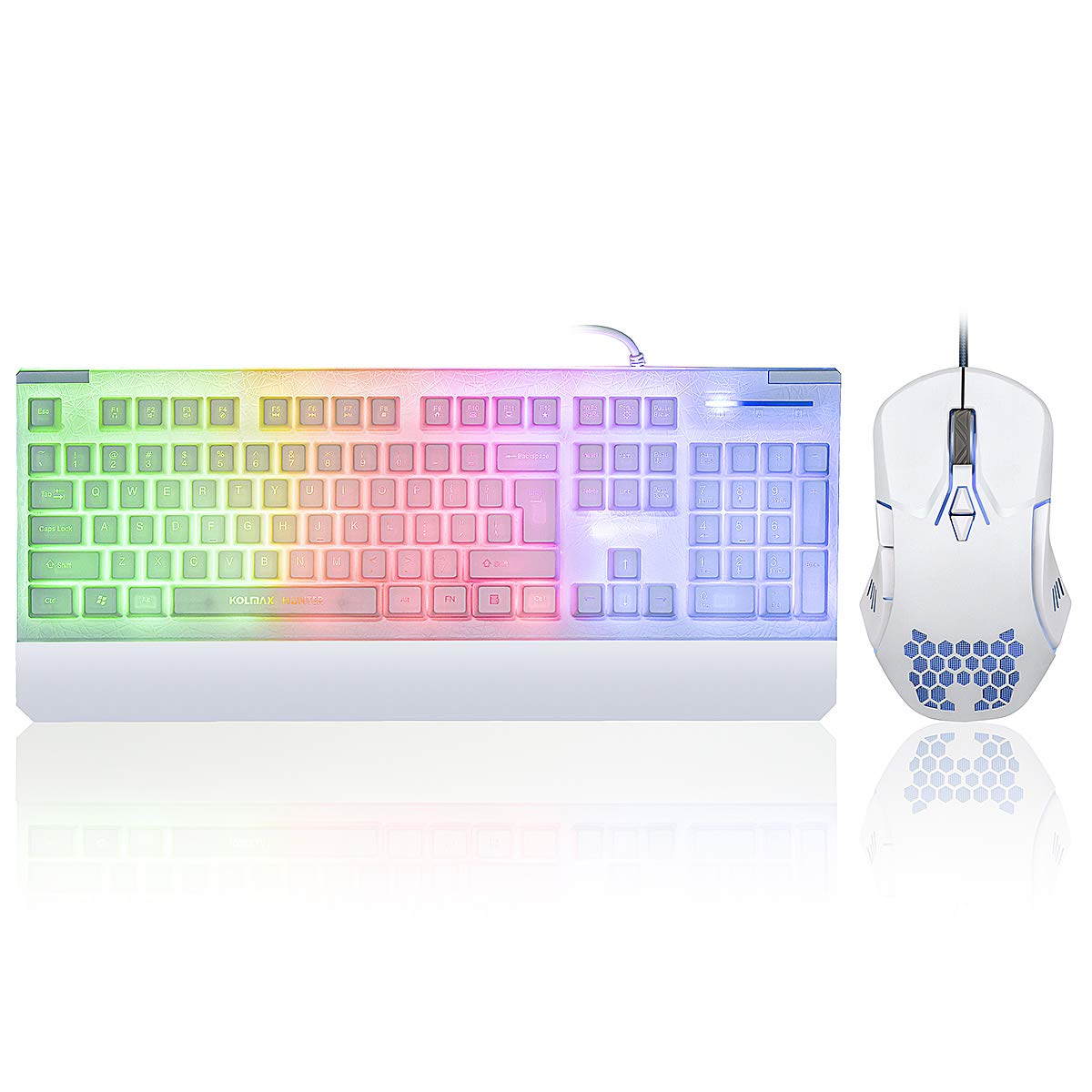 Mua White Gaming Keyboard and Mouse Combo Colorful lights Rainbow LED ...