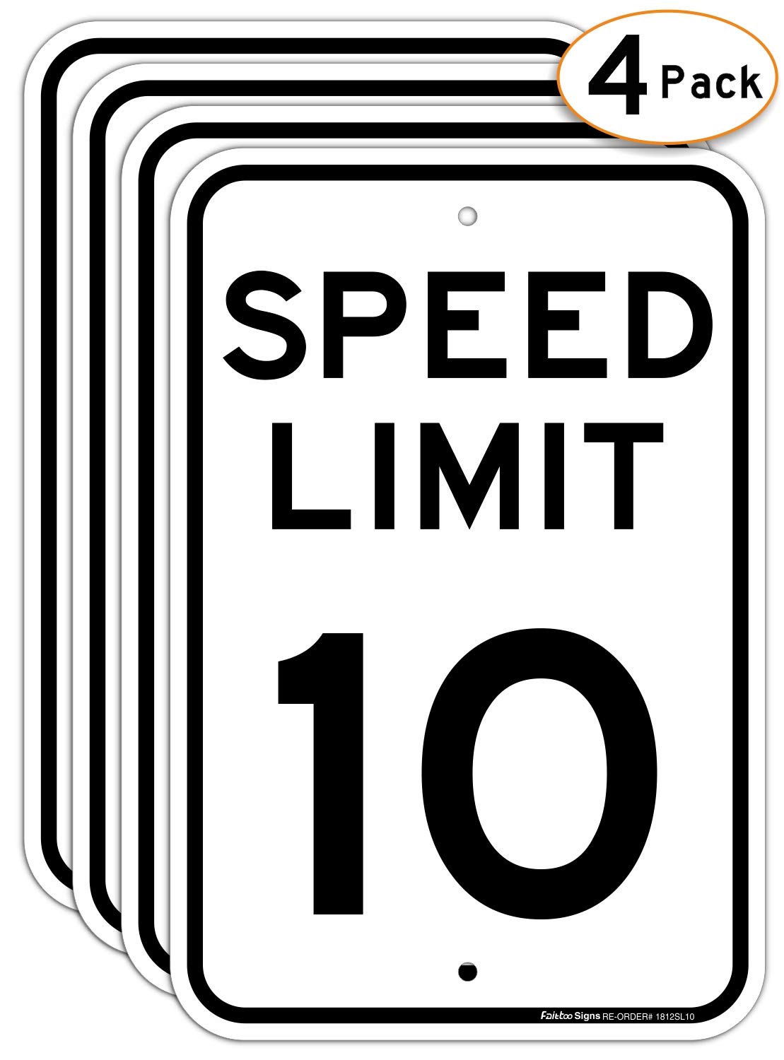 (4 Pack) Speed Limit 10 MPH Sign, Slow Down Sign, Traffic Signs, 18 x ...