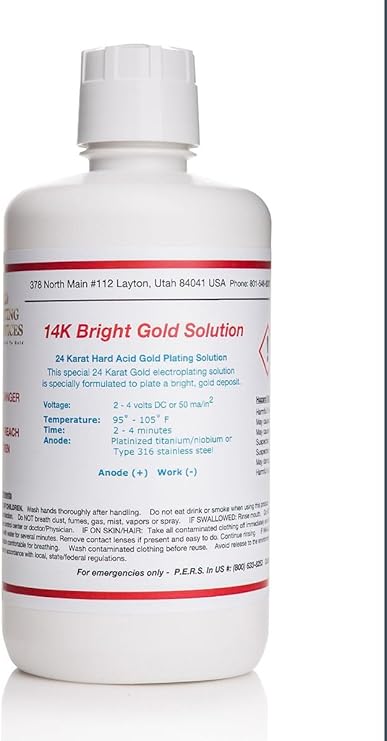 Amazon.com: 14K Bright Gold Solution - Intended for Bath Electroplating ...