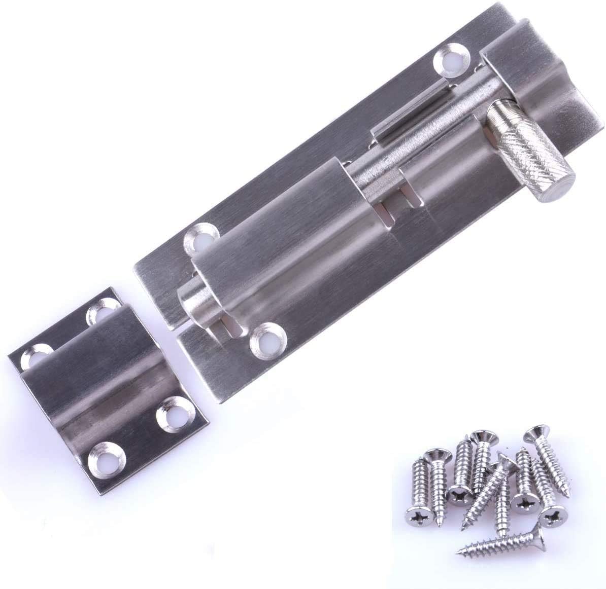 Door Security Slide Latch Lock Super Strong, 3.5 inch Barrel Bolt with ...