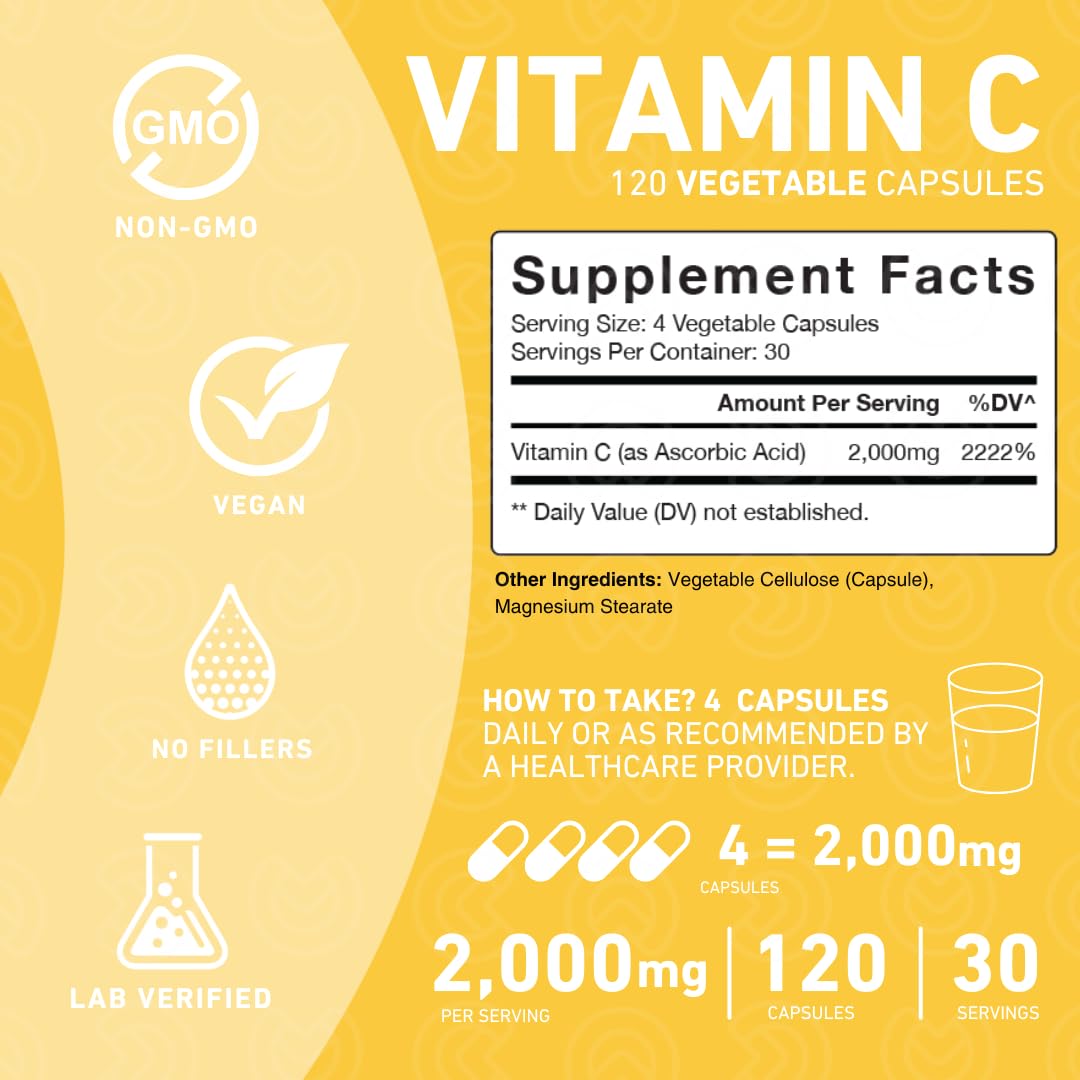 Mua Vitamin C 2000mg Capsules – Double Strength High Potency Vitamin C ...
