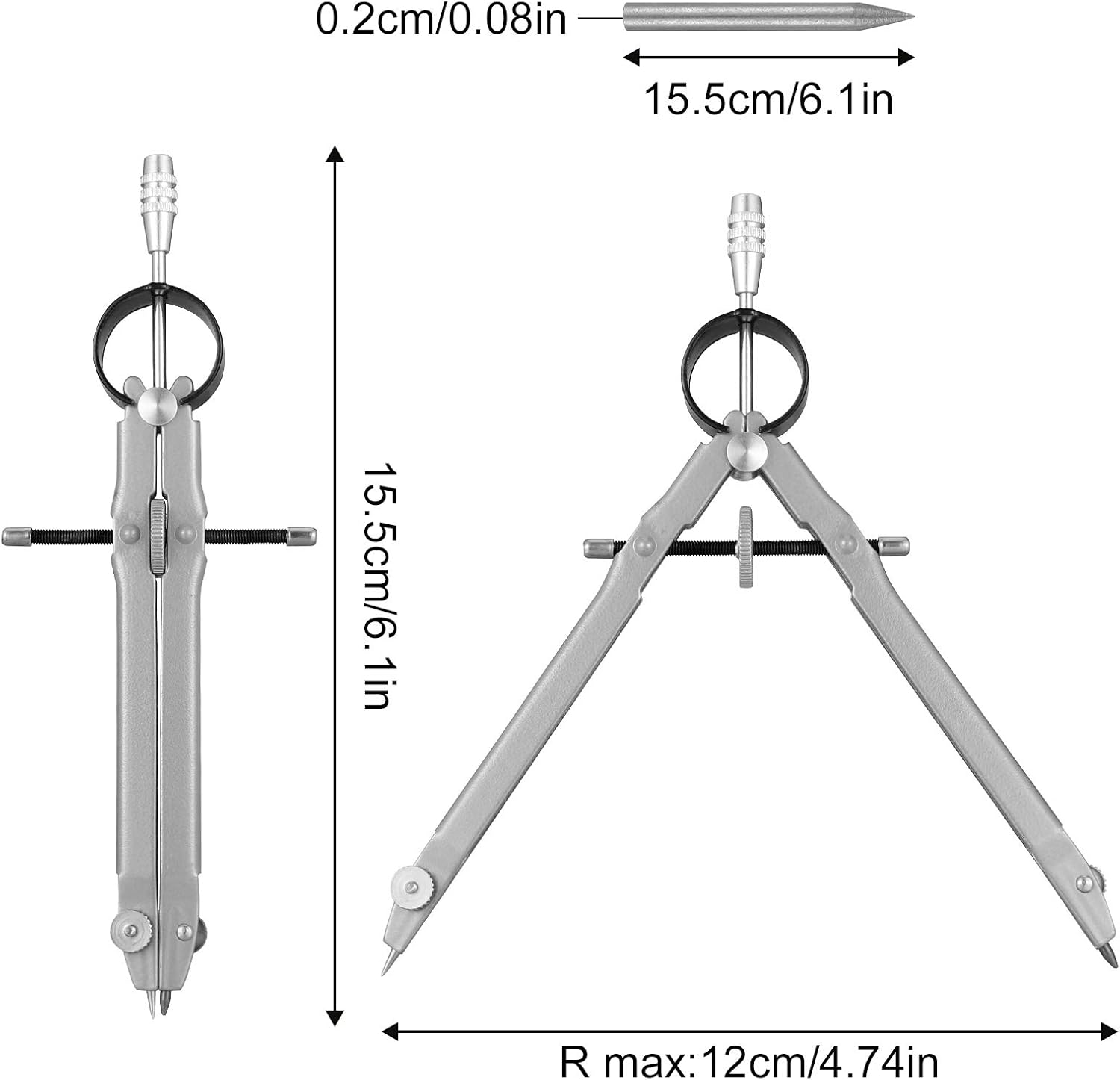 FANTESI 2 Set Professional Compass Math Compass with Lock Screws and ...