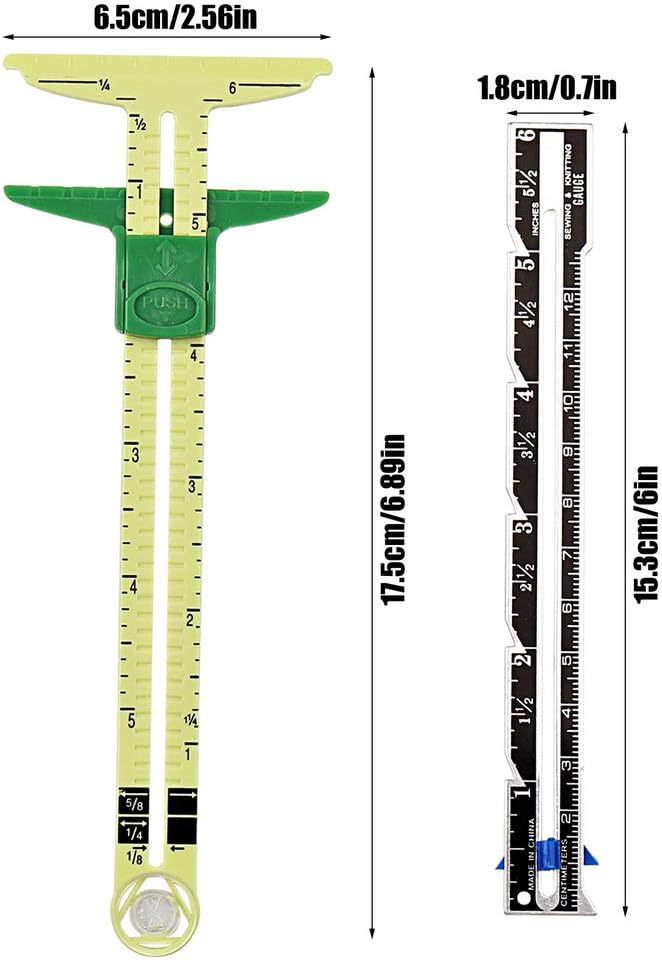kuou 2 Pcs Sliding Gauge Measuring Sewing Ruler Tool, 5-in-1 T-Shaped ...