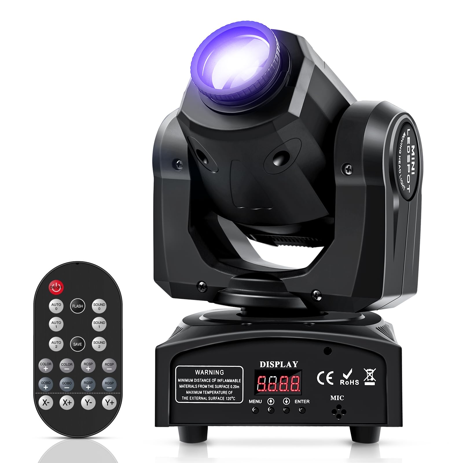 U`King 50W LED Moving Head Light with Remote 8 GOBO 8 Pattern Spotlight ...